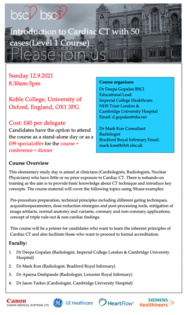 Courses on Cardiac CT - British Society of Cardiovascular Imaging and ...